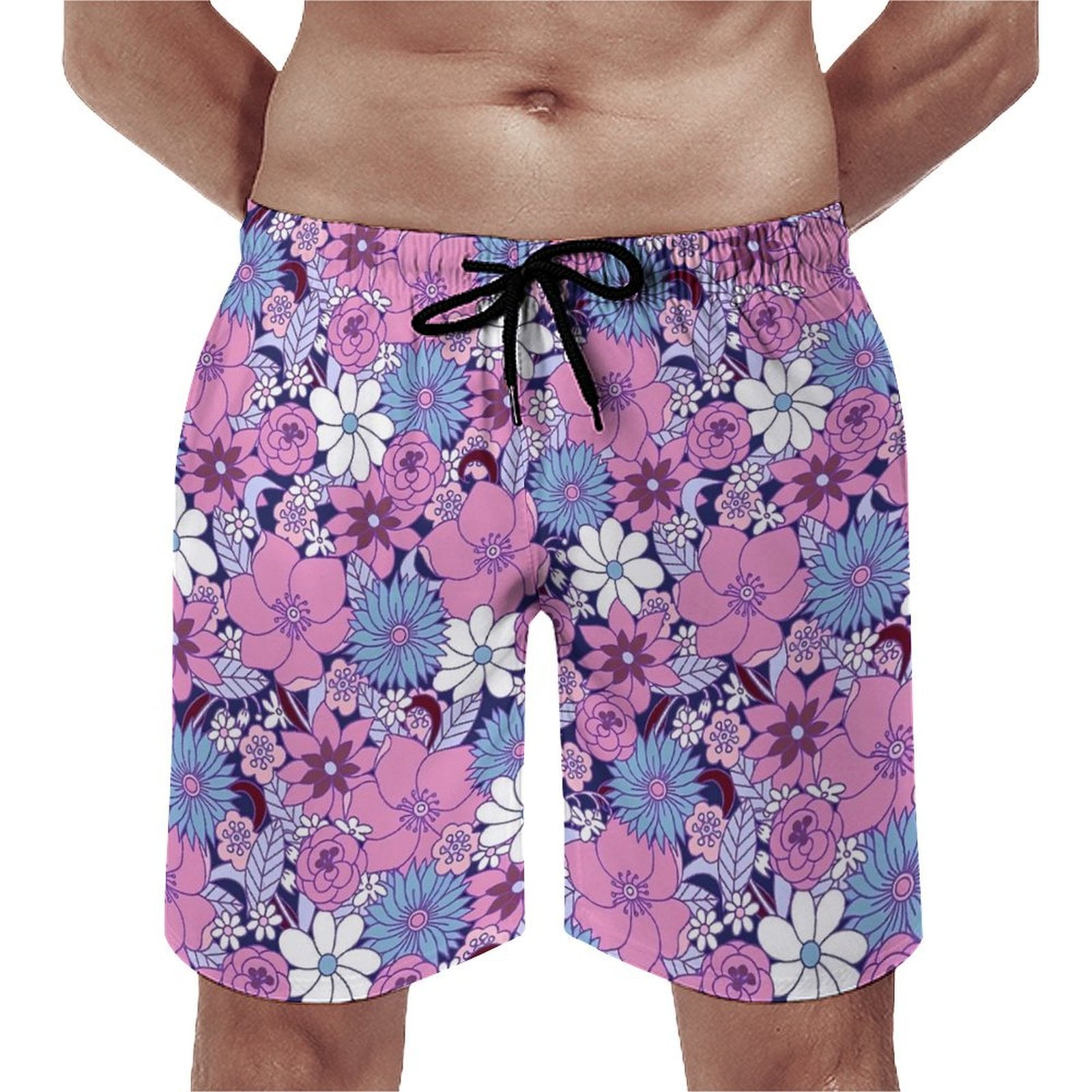 Boho Floral Gym Shorts Colorful Print Funny Board Short Pants Men ...