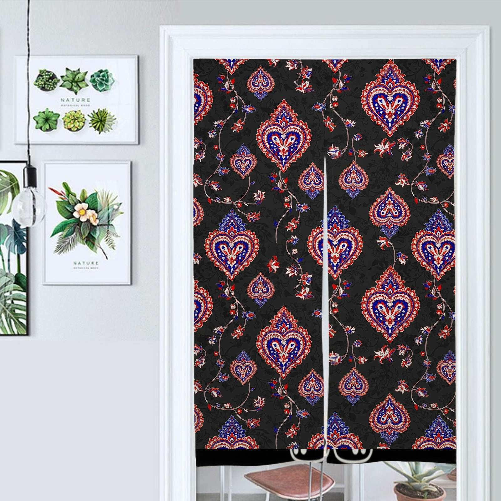 Boho Floral Heart Pattern Door Curtain Nordic Living Room DoorCurtain ...