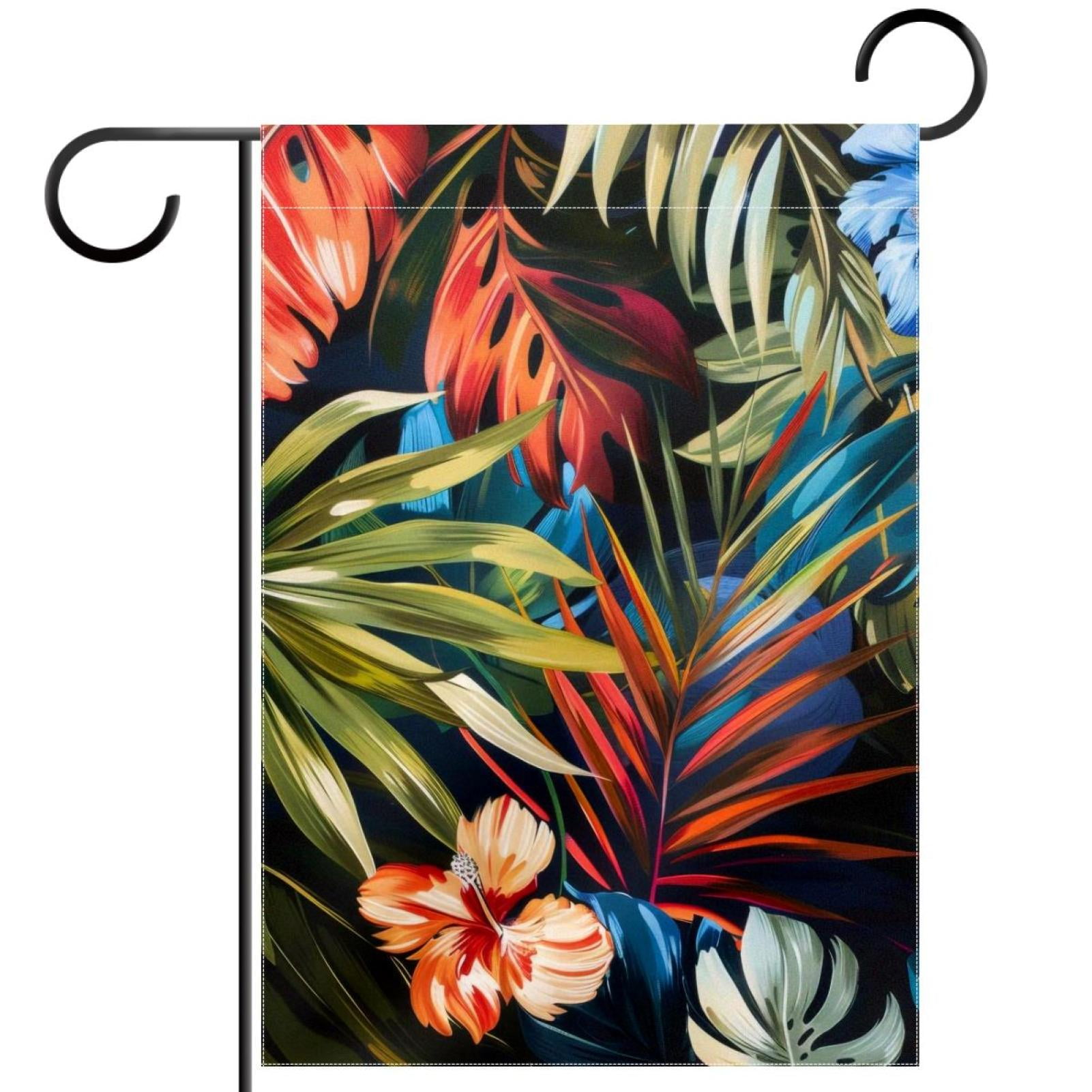 Boho Floral Jungle Leaves Double Sided Garden Flag Decorative Weather ...