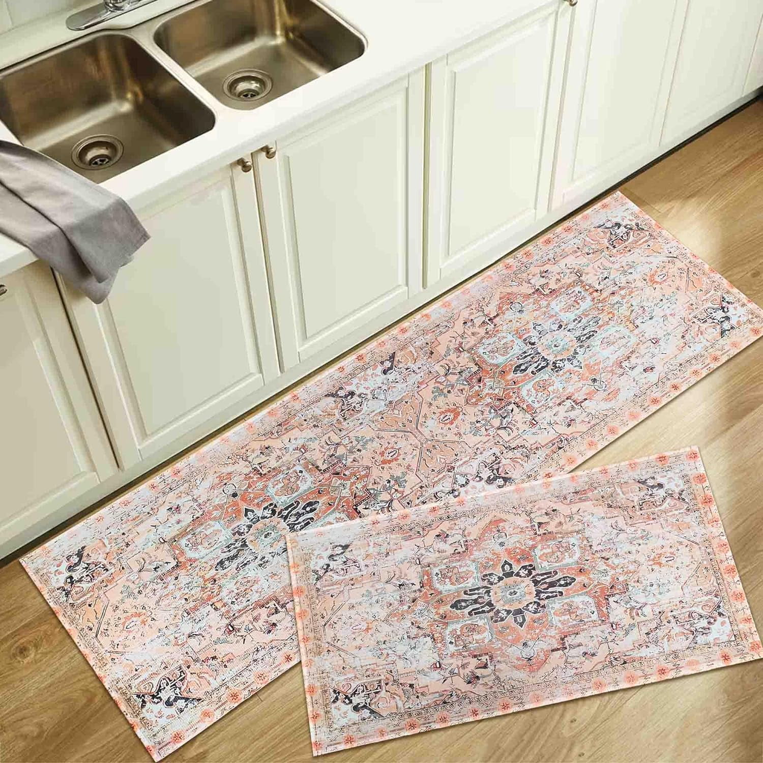 Boho Floral Kitchen Rugs Mats for Floor Bohemian Vintage Flower Kitchen ...