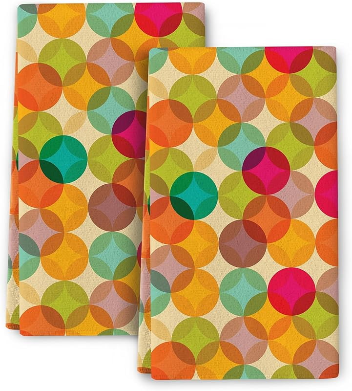 Boho Floral Kitchen Towels Decorative Set of 2, Colorful Flowers Dish ...