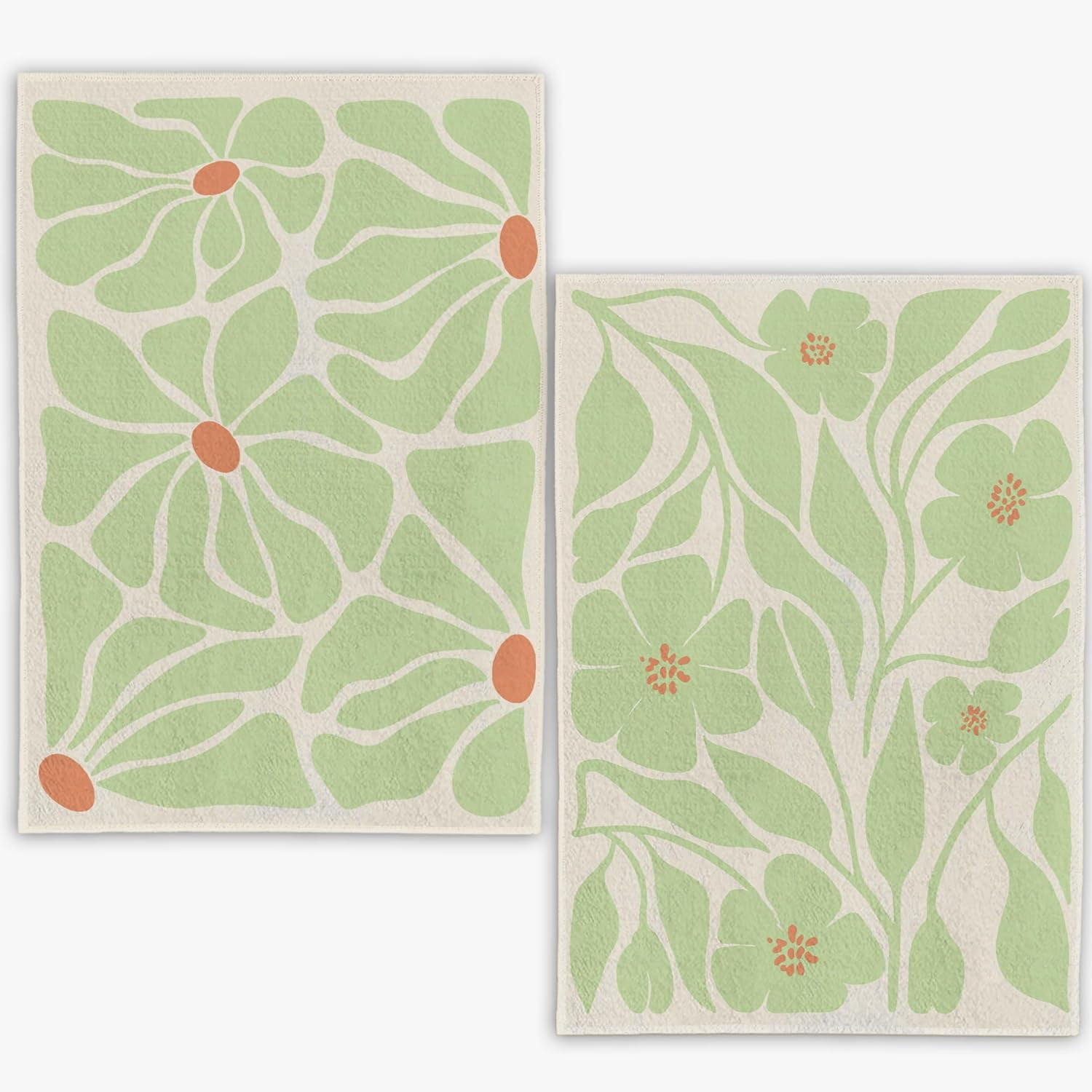Boho Floral Kitchen Towels Set of 2- Sage Floral Hand Towels, Beige ...