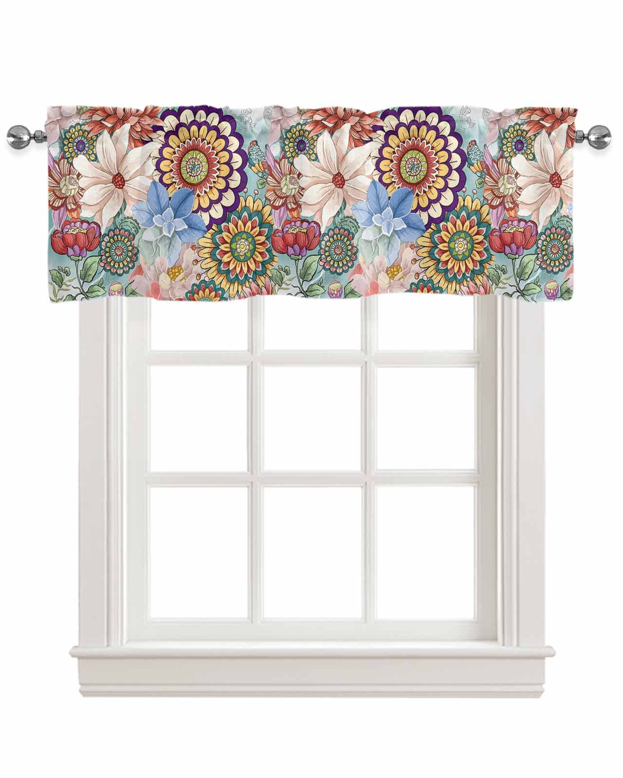 Boho Floral Kitchen Valances for Windows Farmhouse Linen Window Valance ...