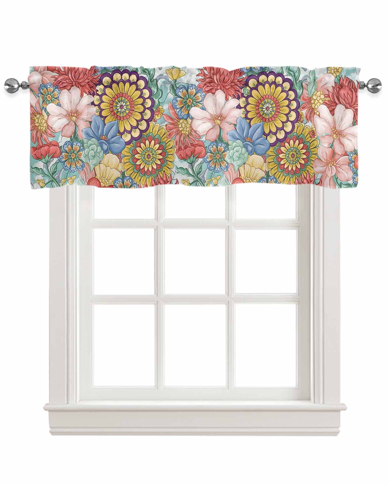 Boho Floral Kitchen Valances for Windows Farmhouse Linen Window Valance ...