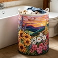 Boho Floral Landscape Laundry Basket,Quilted Fabric Storage Hamper with ...