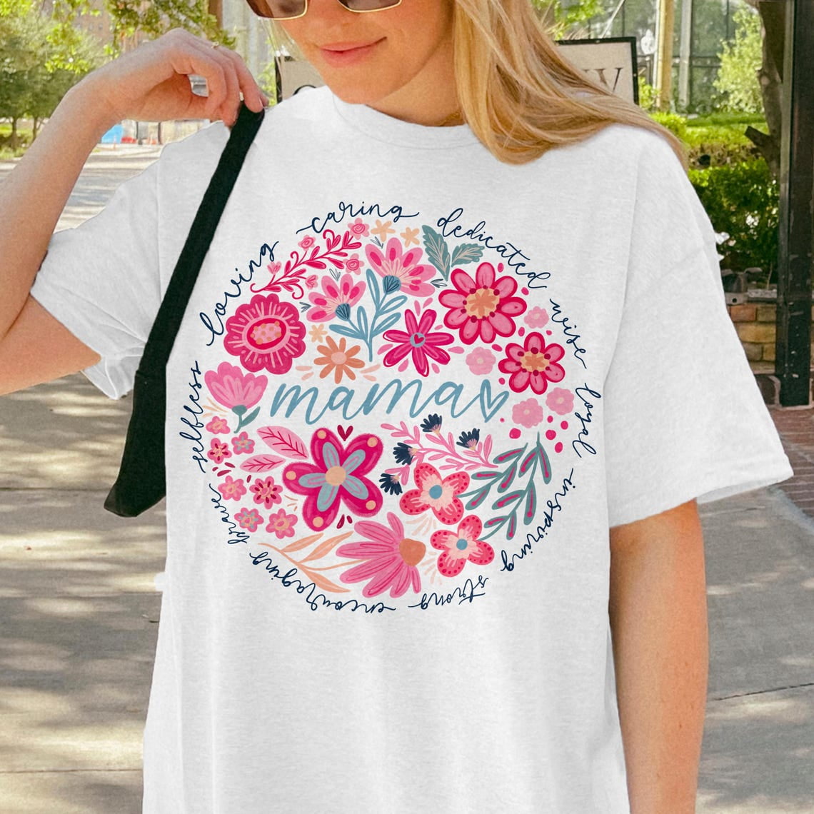 Boho Floral Mama Shirt, Mom Adjectives T-shirt, She Is Mom Shirt ...