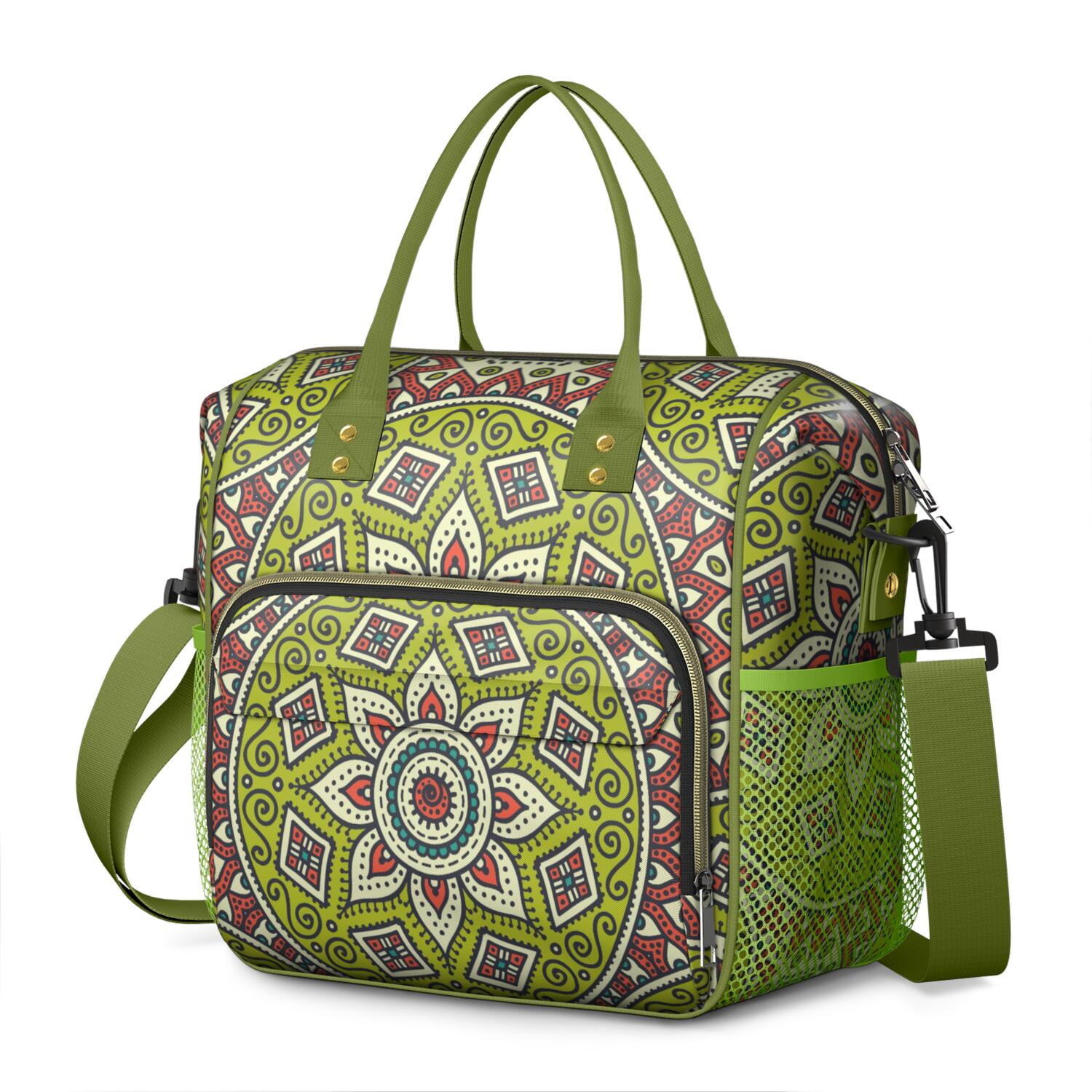 Boho Floral Mandala Lunch Box – Dual Compartment Cooler with Ethnic ...