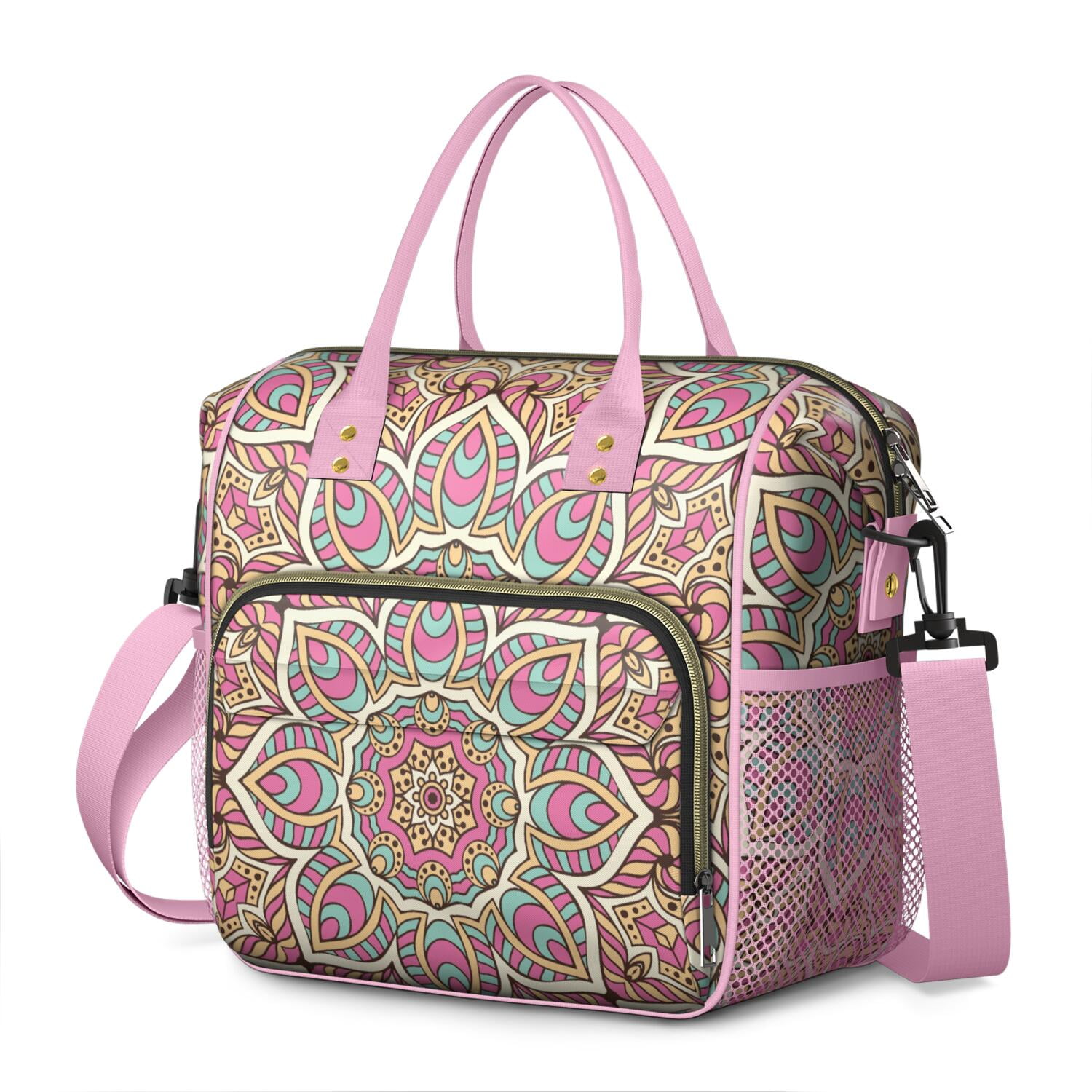 Boho Floral Mandala Lunch Box – Dual Compartment Cooler with Ethnic ...