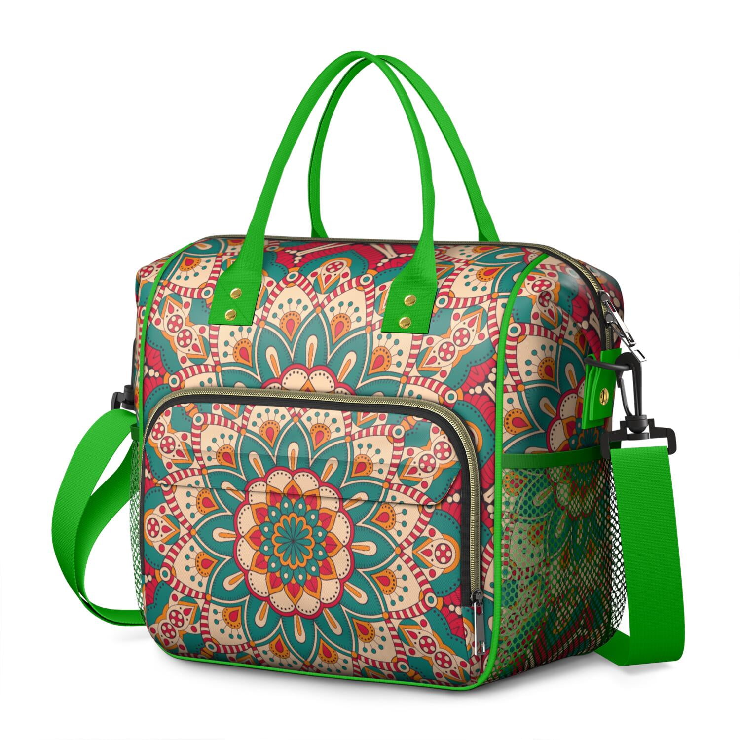 Boho Floral Mandala Lunch Box – Dual Compartment Cooler with Ethnic ...