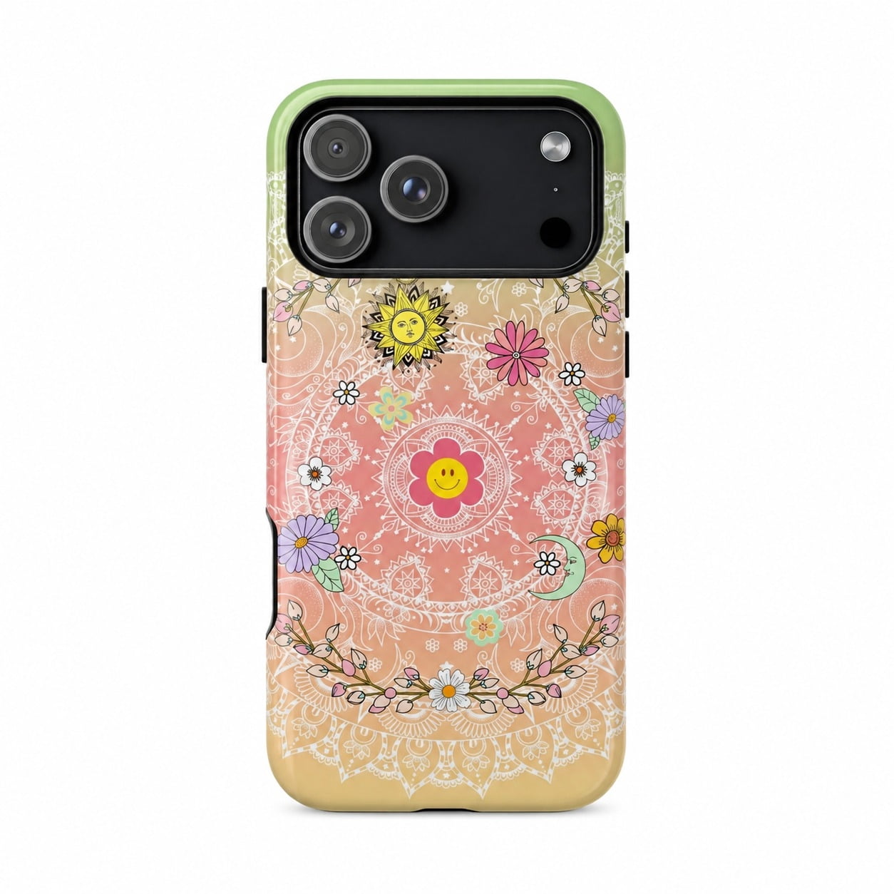 Boho Floral Mandala Tough Case for Apple iPhone, Dual-Layer ...