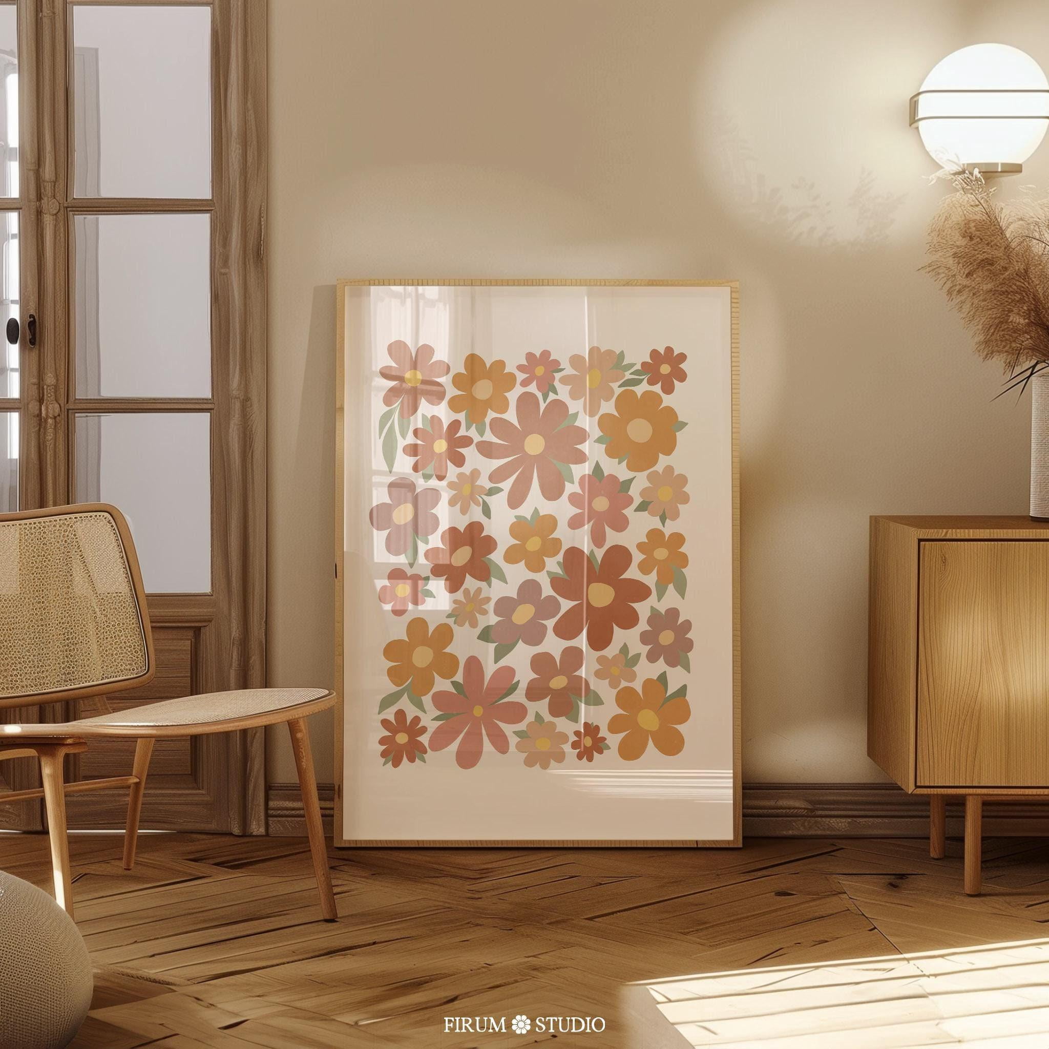 Boho Floral Market Poster Earth Tone Botanical Illustration Flower Shop ...