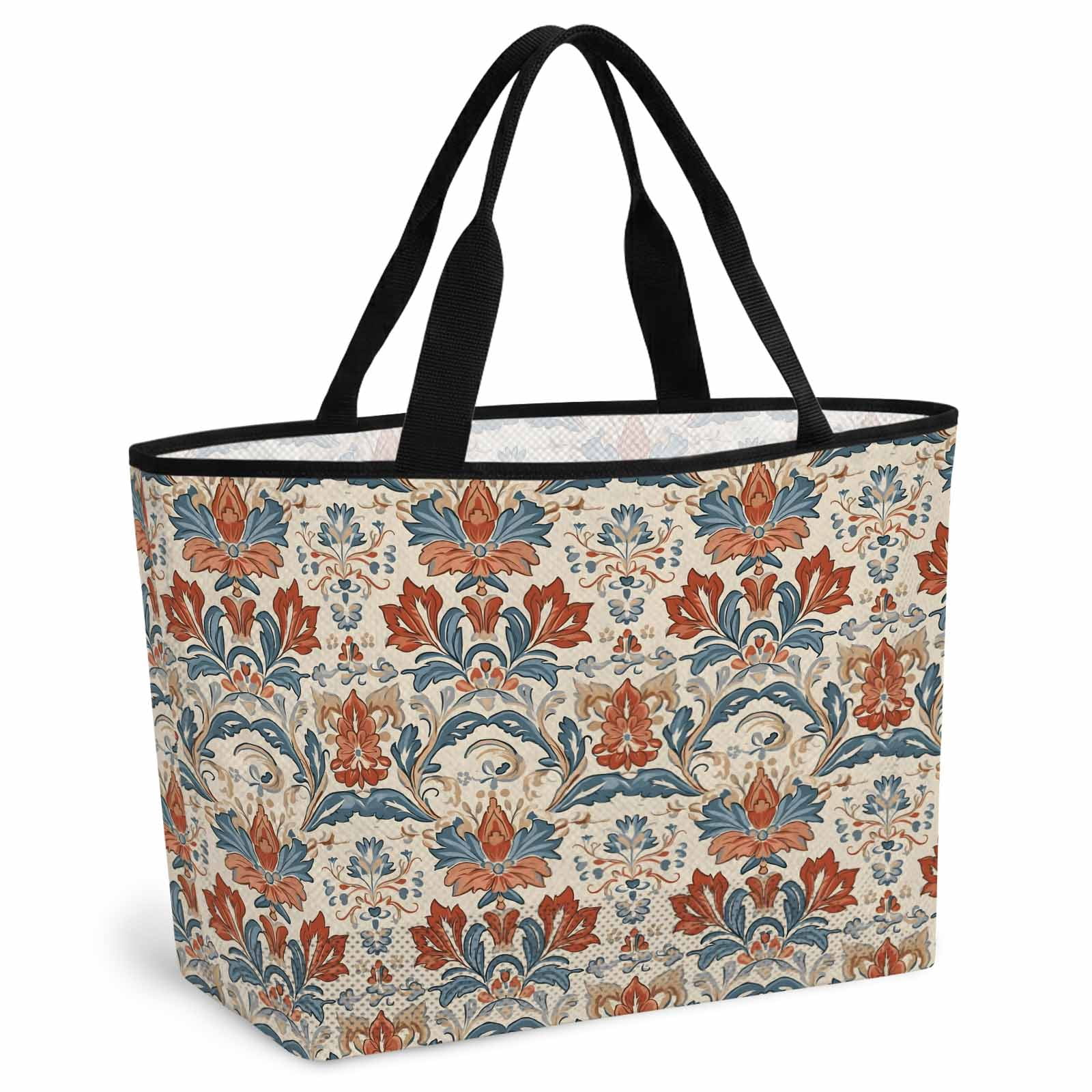 Boho Floral Mesh Beach Bag for Women Men,Large Beach Tote Waterproof ...