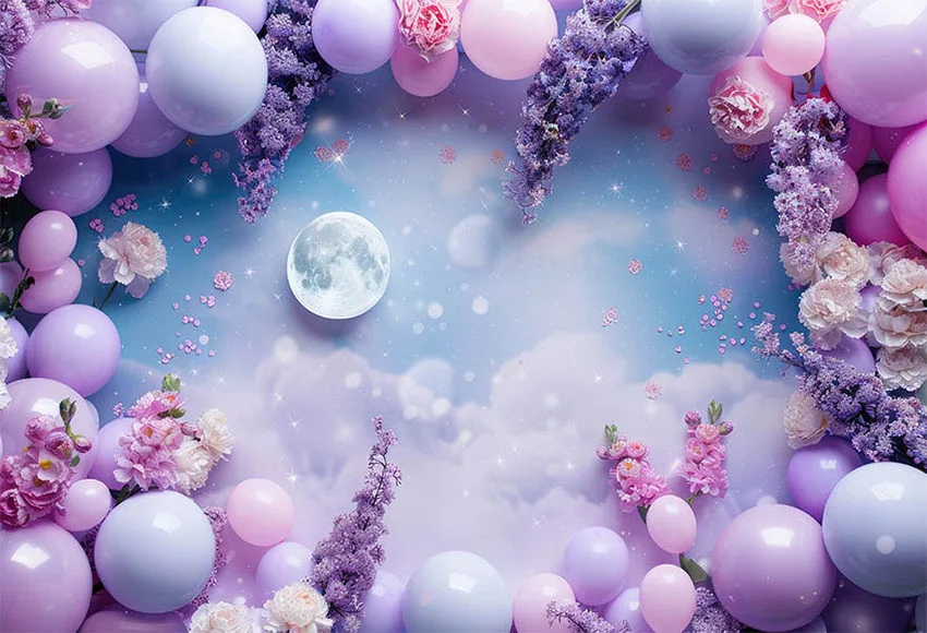 Boho Floral Moon Arch Balloon Girl Birthday Party Cake Smash Portrait r ...