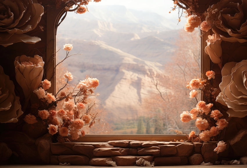 Boho Floral Mountain Adult Birthday Wedding Maternity Art Portrait r ...