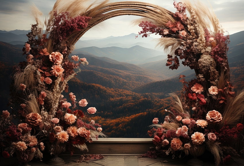 Boho Floral Mountain Adult Birthday Wedding Maternity Art Portrait r ...