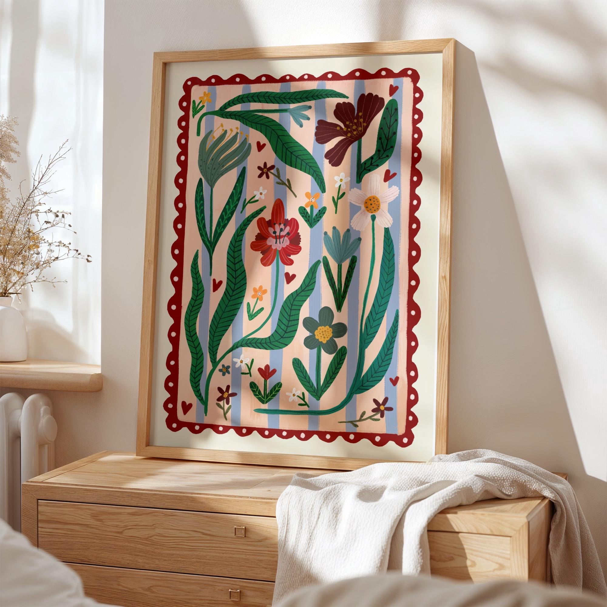 Boho Floral Nursery Art Print Colour Pop Flower Illustration - Walmart.com