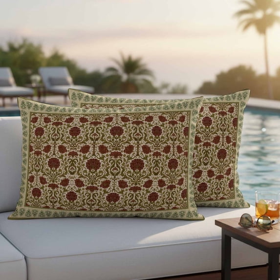 Boho Floral Outdoor Pillow Covers 20x12 Inch Lumbar Pillow Covers Set ...