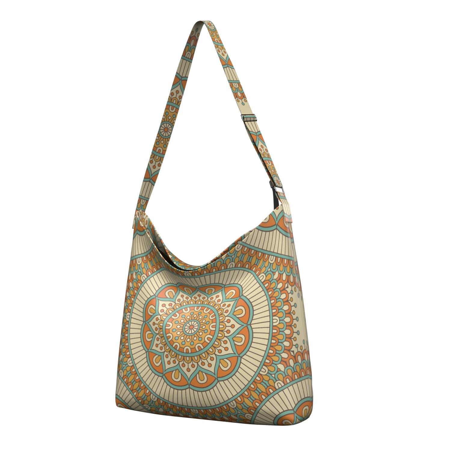Boho Floral Paisley Mandala Shoulder Bag Versatile Multi-Pocket Fashion ...