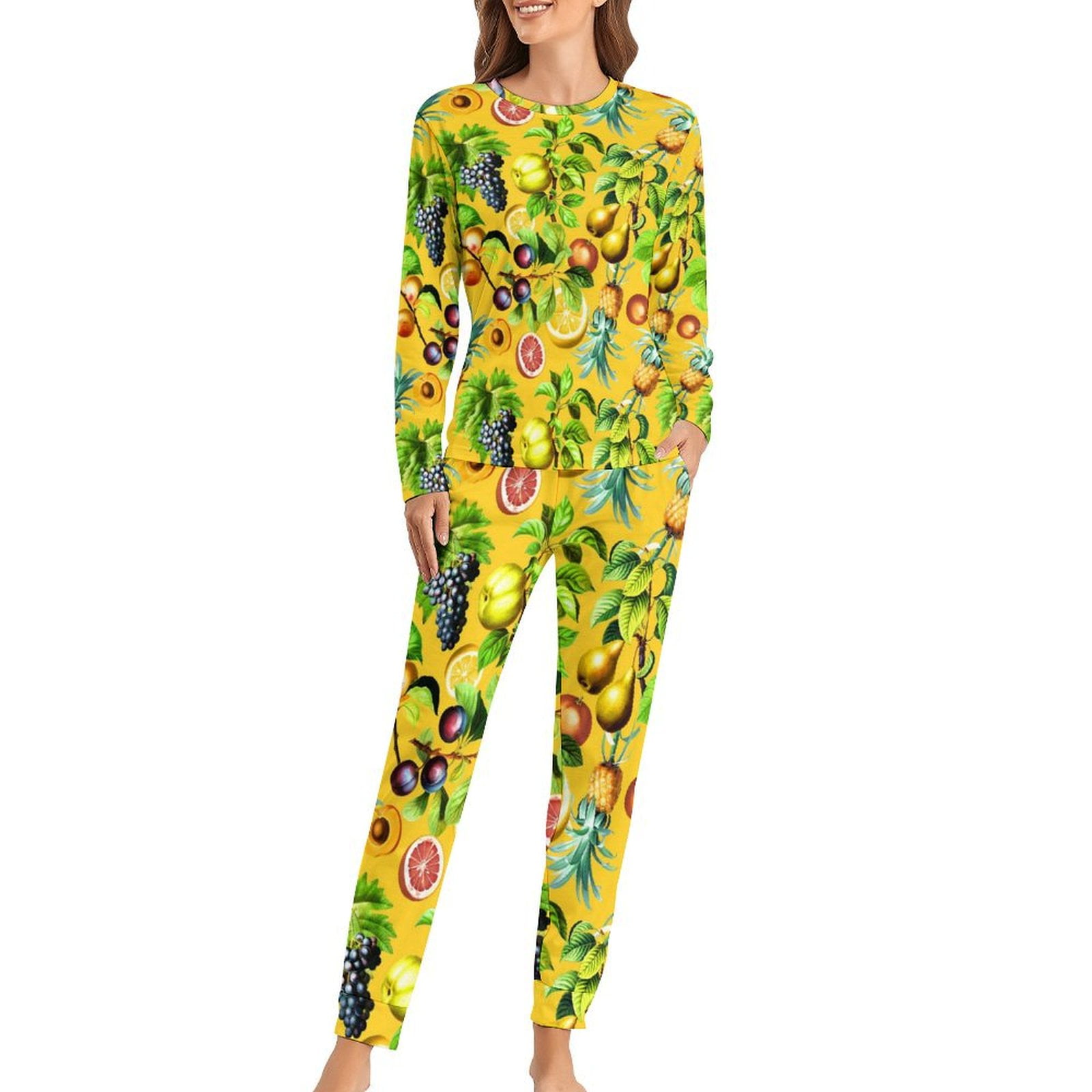 Boho Floral Pajamas Colorful Print 2 Piece Leisure Pajama Set Women ...