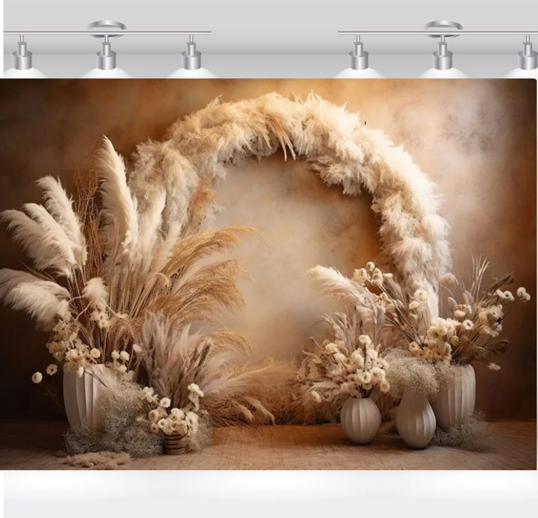 Boho Floral Pampas Backdrop Kid Birthday Party Wedding Background ...