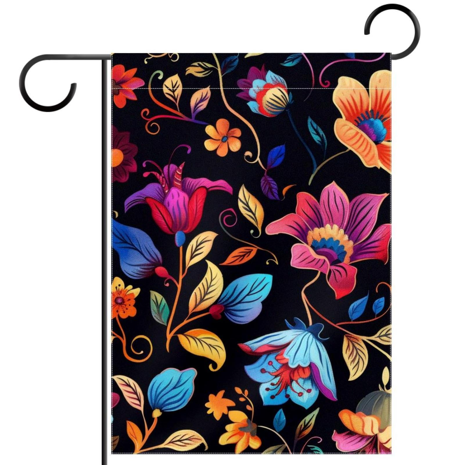 Boho Floral Pattern Garden Flag Double Sided House Flag for Outdoor ...