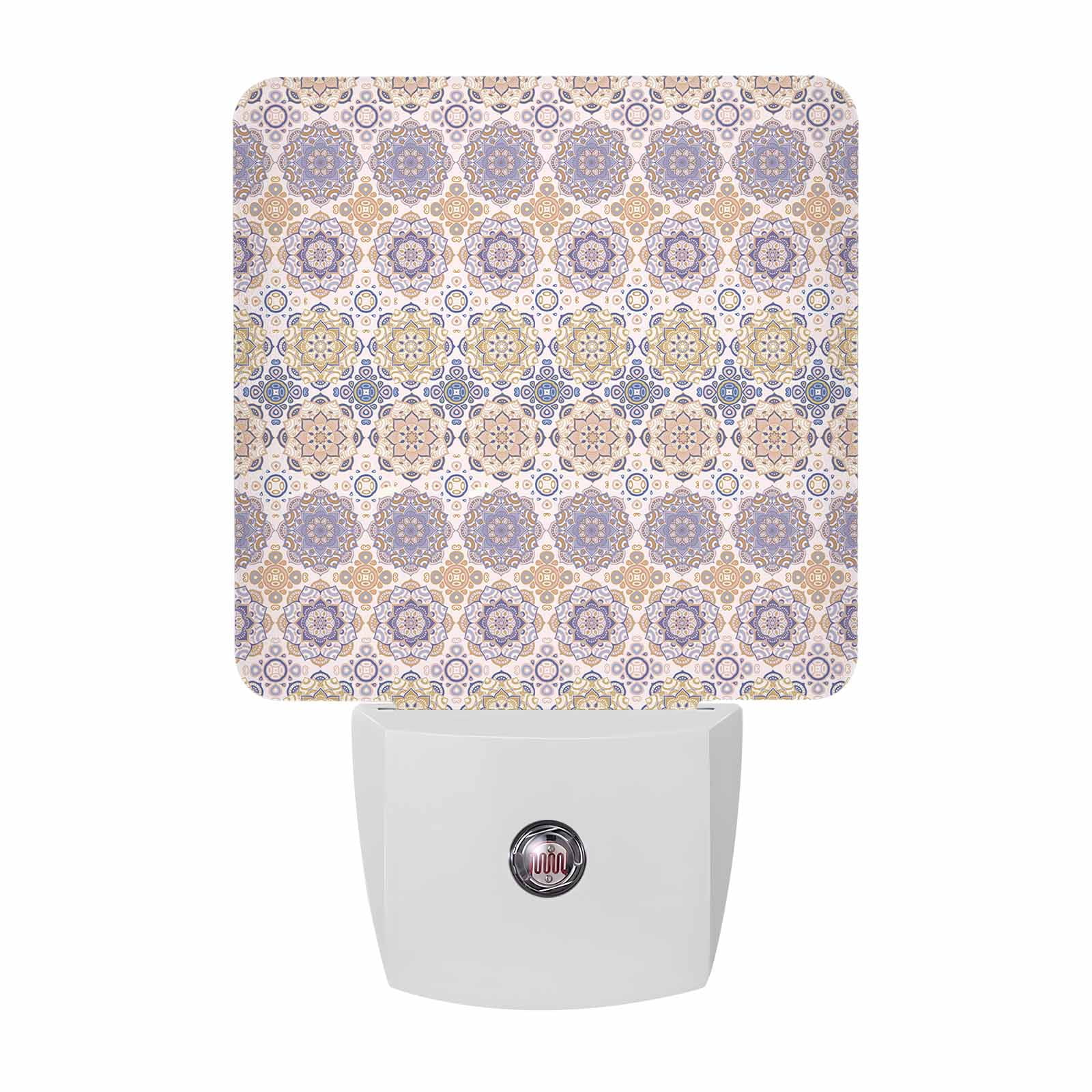 Boho Floral Plug-in LED Night Lights Rustic Colorful Auto Dusk-to-Dawn ...