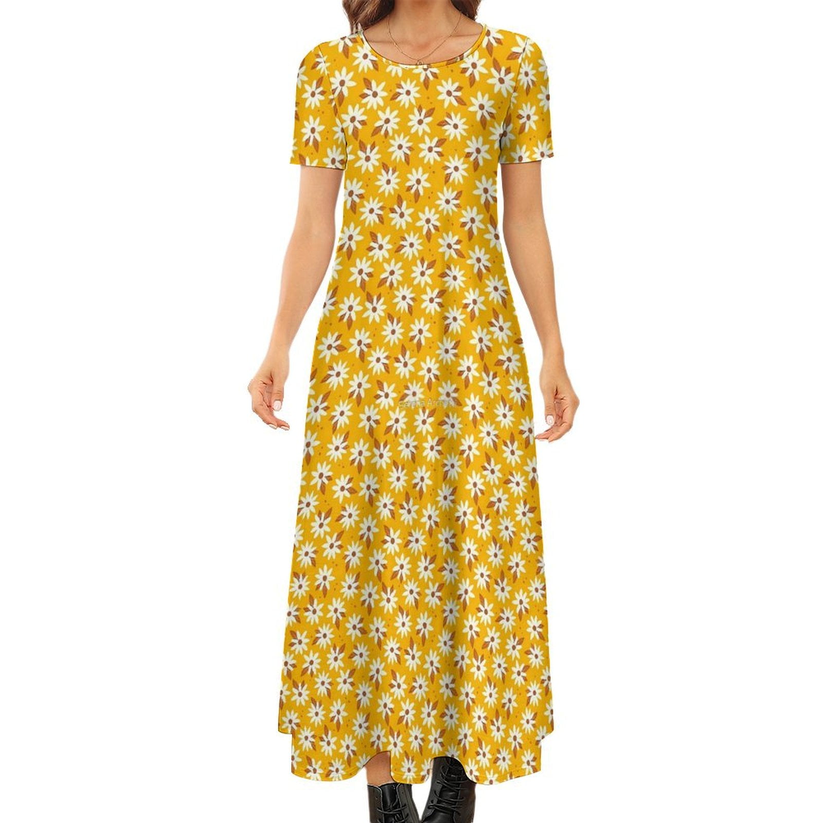 Boho Floral Print Dress Blue Mandalas Party Maxi Dress Female Short ...