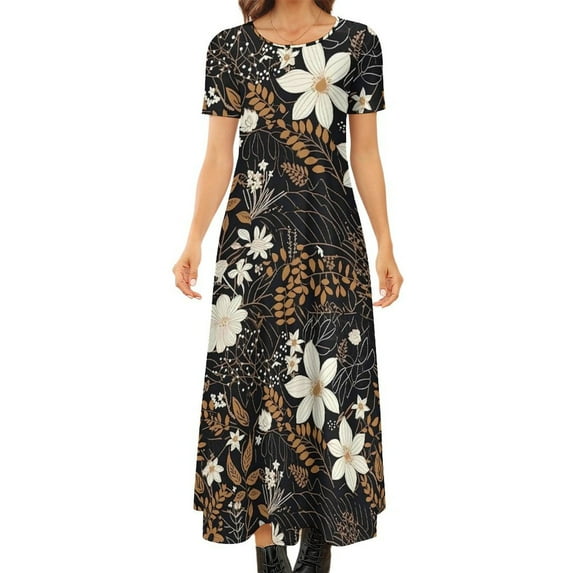 Boho Floral Print Dress Blue Mandalas Party Maxi Dress Female Short ...