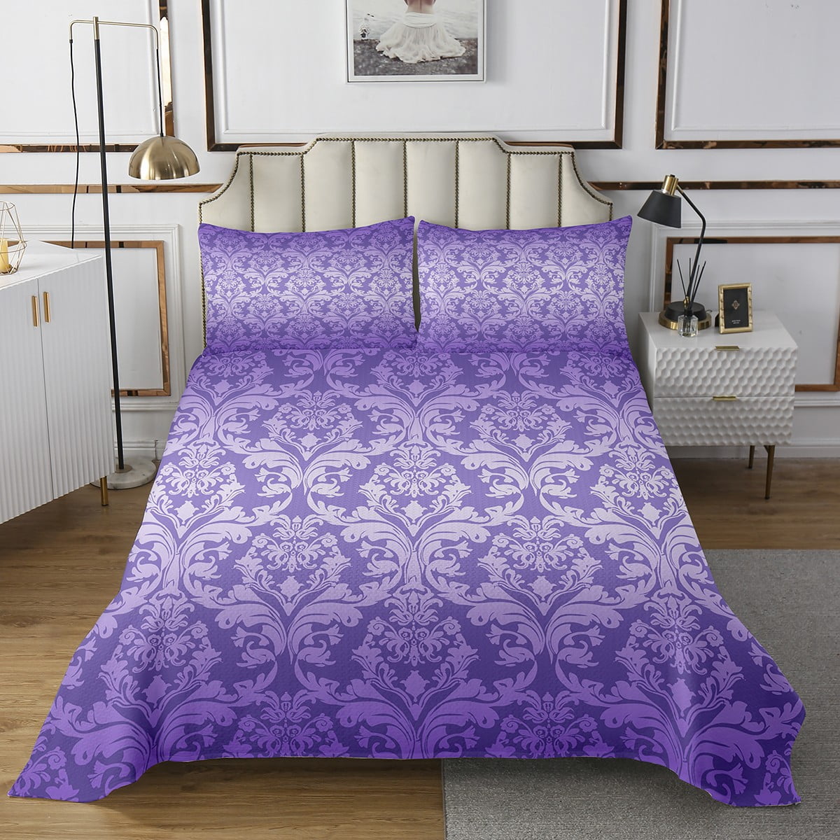 Boho Floral Quilt Set Victorian Queen Bedspread Set,Gothic Paisley ...