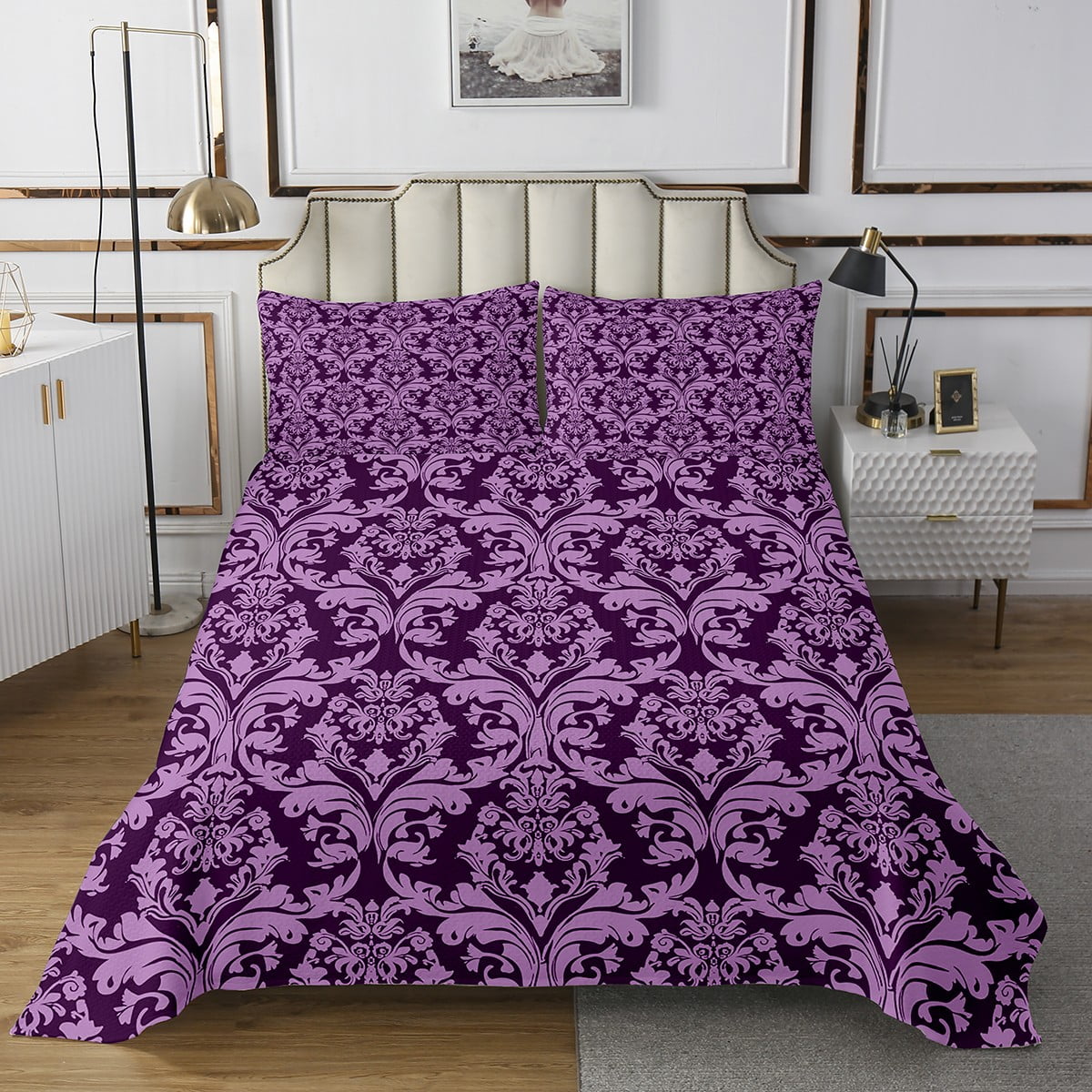 Boho Floral Quilt Set Victorian Twin Bedspread Set,Gothic Paisley ...