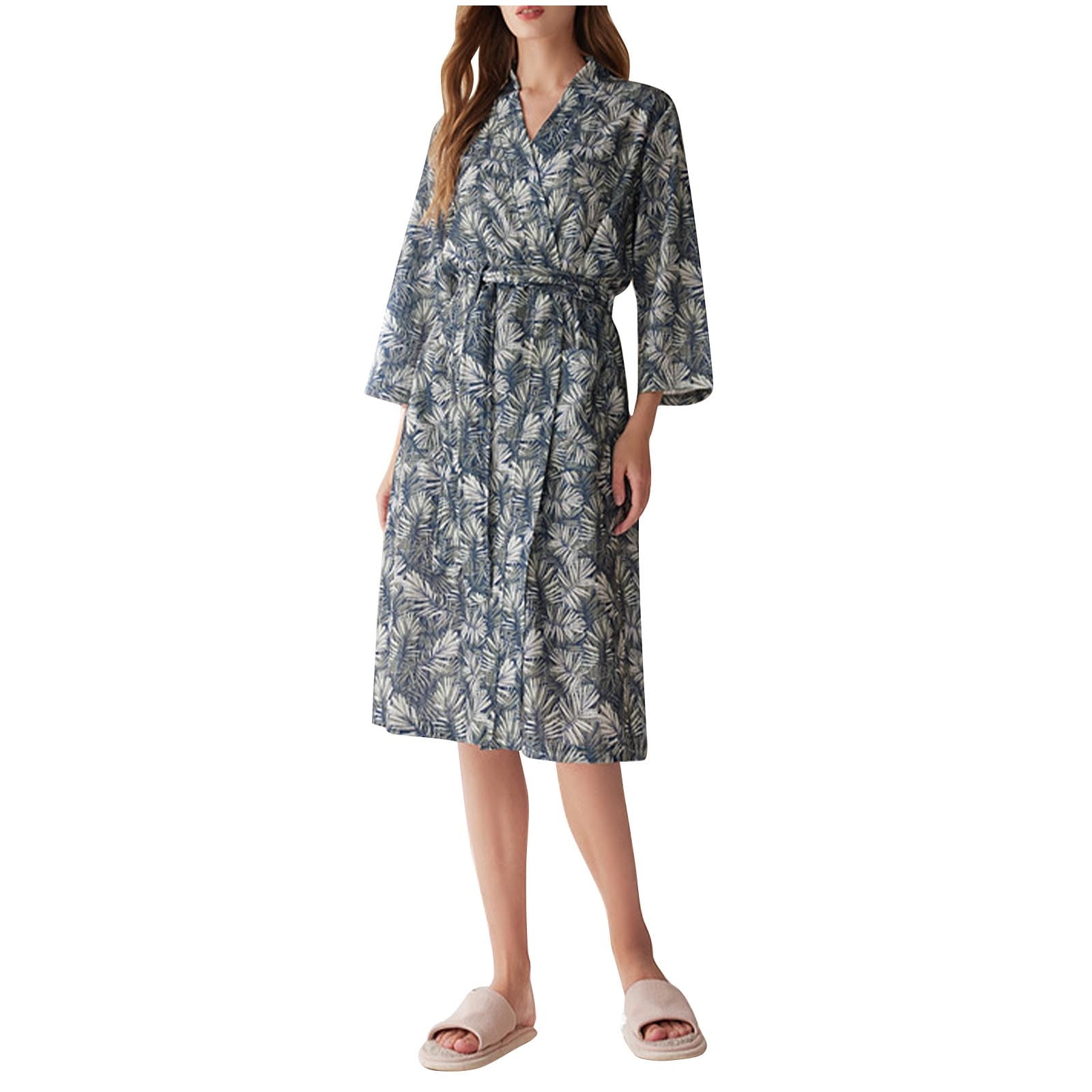 Boho Floral Robes for Women Lightweight Soft Waffle Bathrobe Casual ...