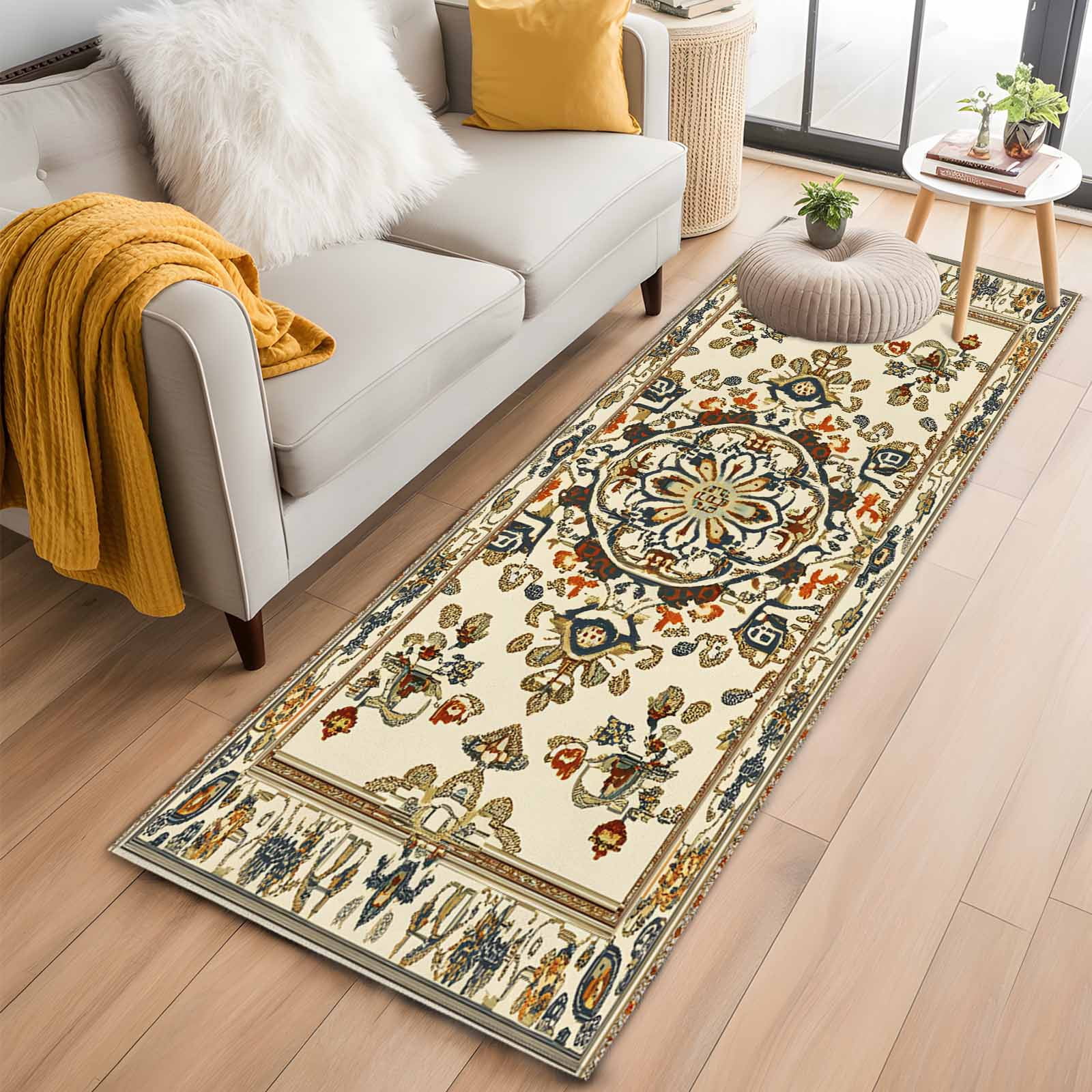 Boho Floral Runner Rug 2x6 FT,Non Slip Hallway Rugs,Modern Abstract ...