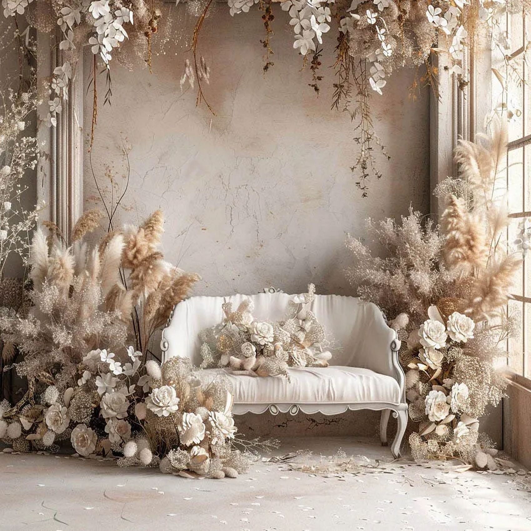 Boho Floral Rustic Room Adult Birthday Wedding Maternity Portrait r ...