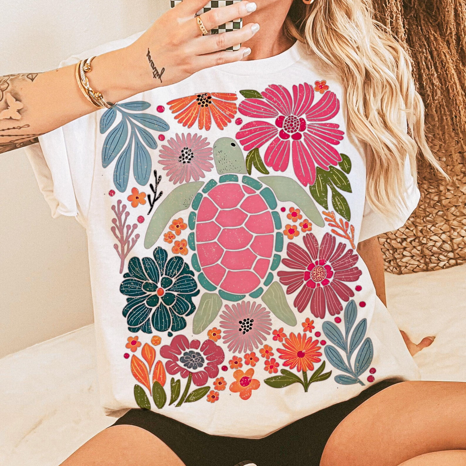 Boho Floral Sea Turtle, Summer Toddler Shirt, Turtle Beach Shirt ...