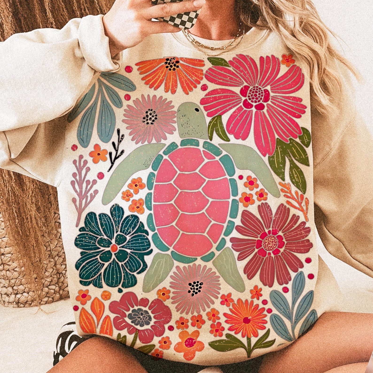 Boho Floral Sea Turtle Sweatshirt, Summer Toddler Shirt, Turtle Beach ...