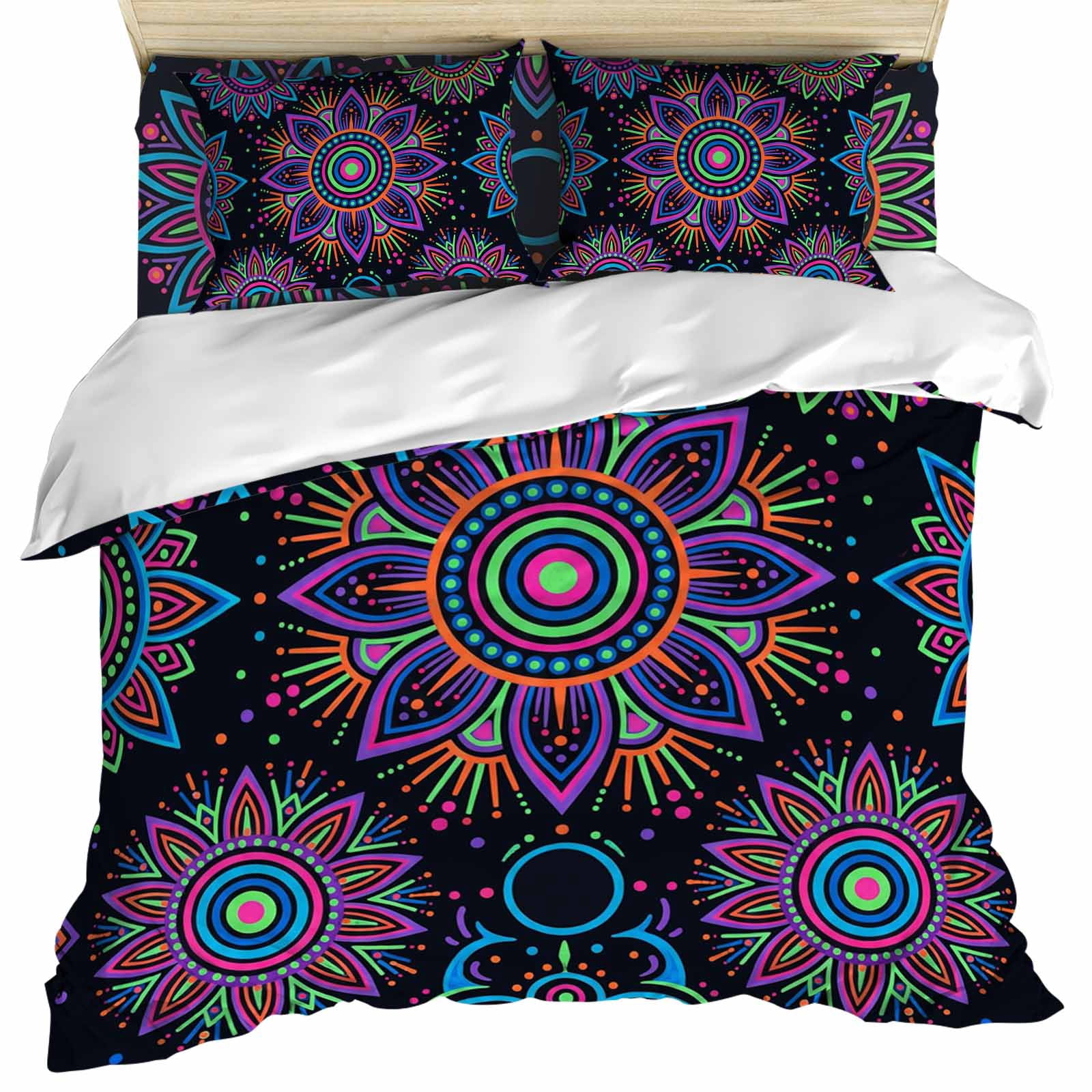 Boho Floral Set of 4 Bedding Quilt Covers, Abstract Bohemia Flower ...