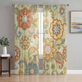 Boho Floral Sheer Curtains for Living Room Bedroom, Yellow Orange ...