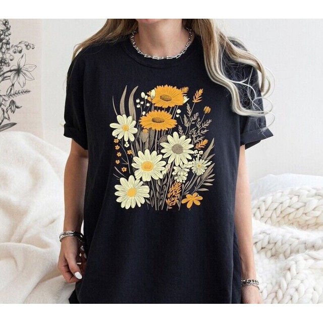 Boho Floral Shirt, Botanical Shirt, Aesthetic Shirt, Floral Graphic Tee, Flower - Walmart.com