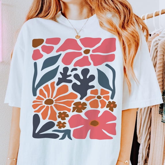 Boho Floral Shirt Flower Shirt Retro Graphic Tee Trendy Florals Flower ...