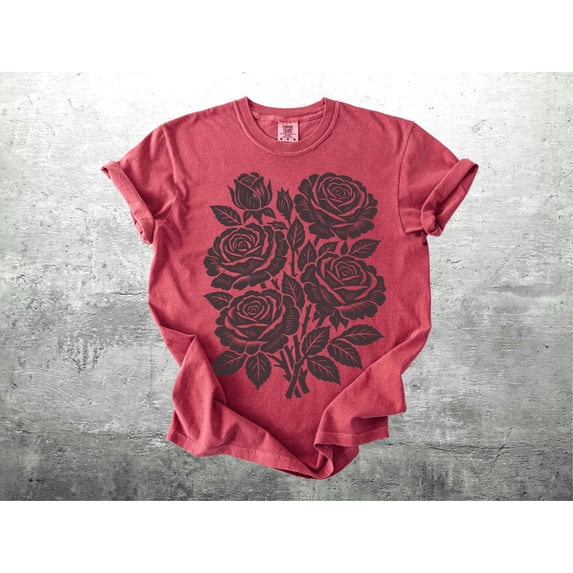 Boho Floral Shirts For Women Roses Unisex Tshirt - Walmart.com