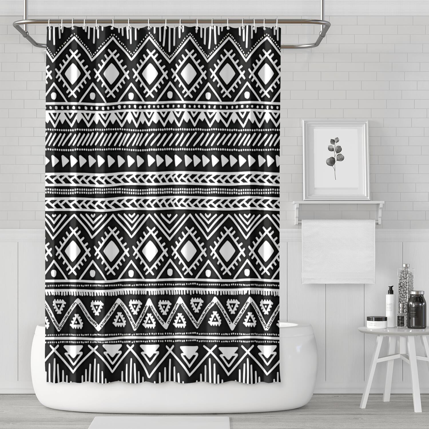 Boho Floral Shower Curtain 72x72 Inches - Tropical Leaves, Vintage Botanical Print, Waterproof ...