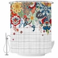 Boho Floral Shower Curtain for Bathroom, Abstract Bohemian Bloom Flower ...