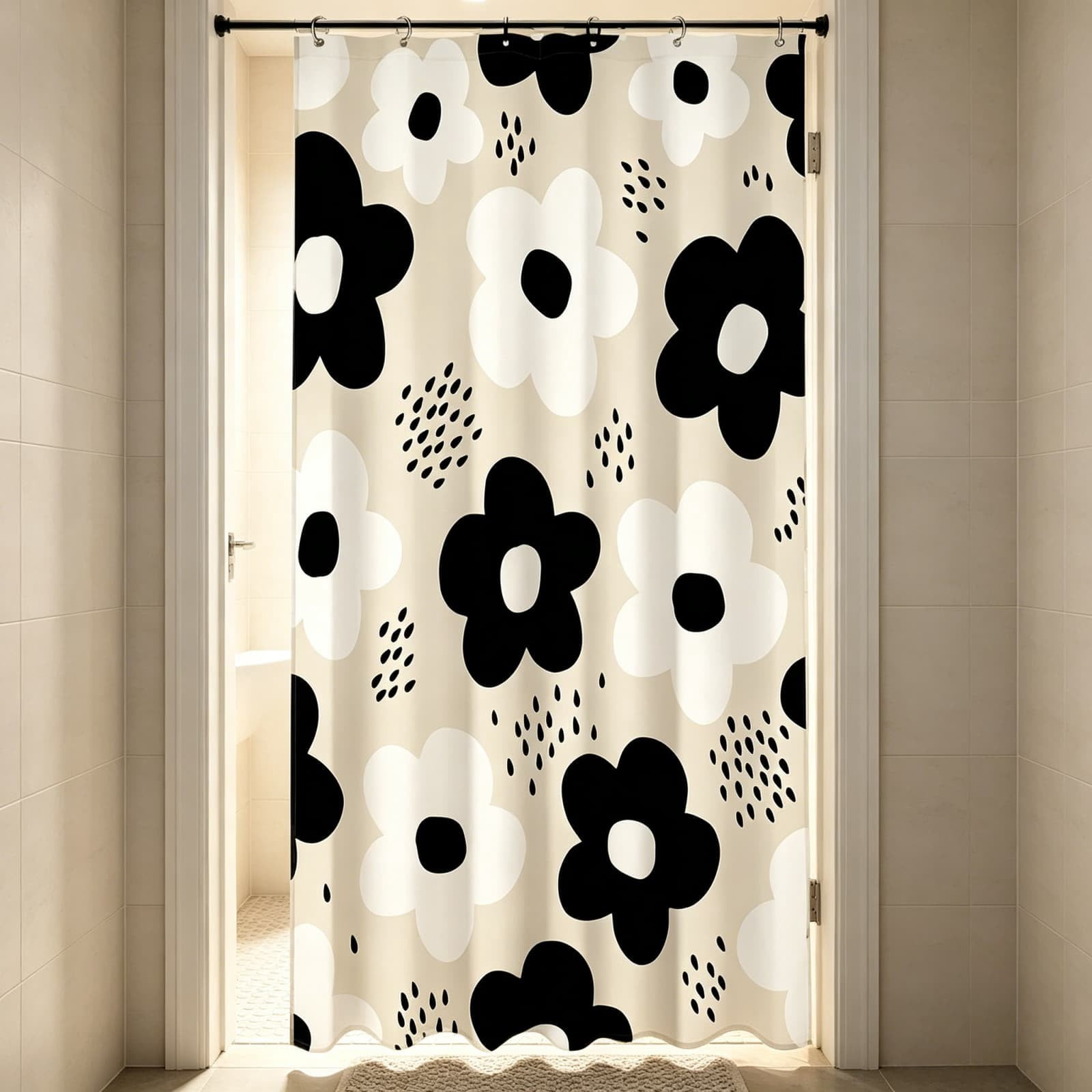 Boho Floral Shower Curtain Super Abstract Bathroom Liner Waterproof ...