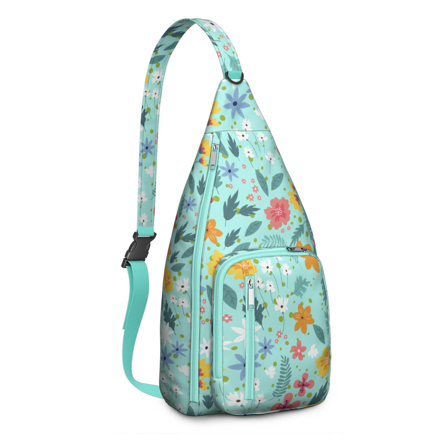 Boho Floral Sling Backpack – Vintage Botanical Watercolor Wildflower ...