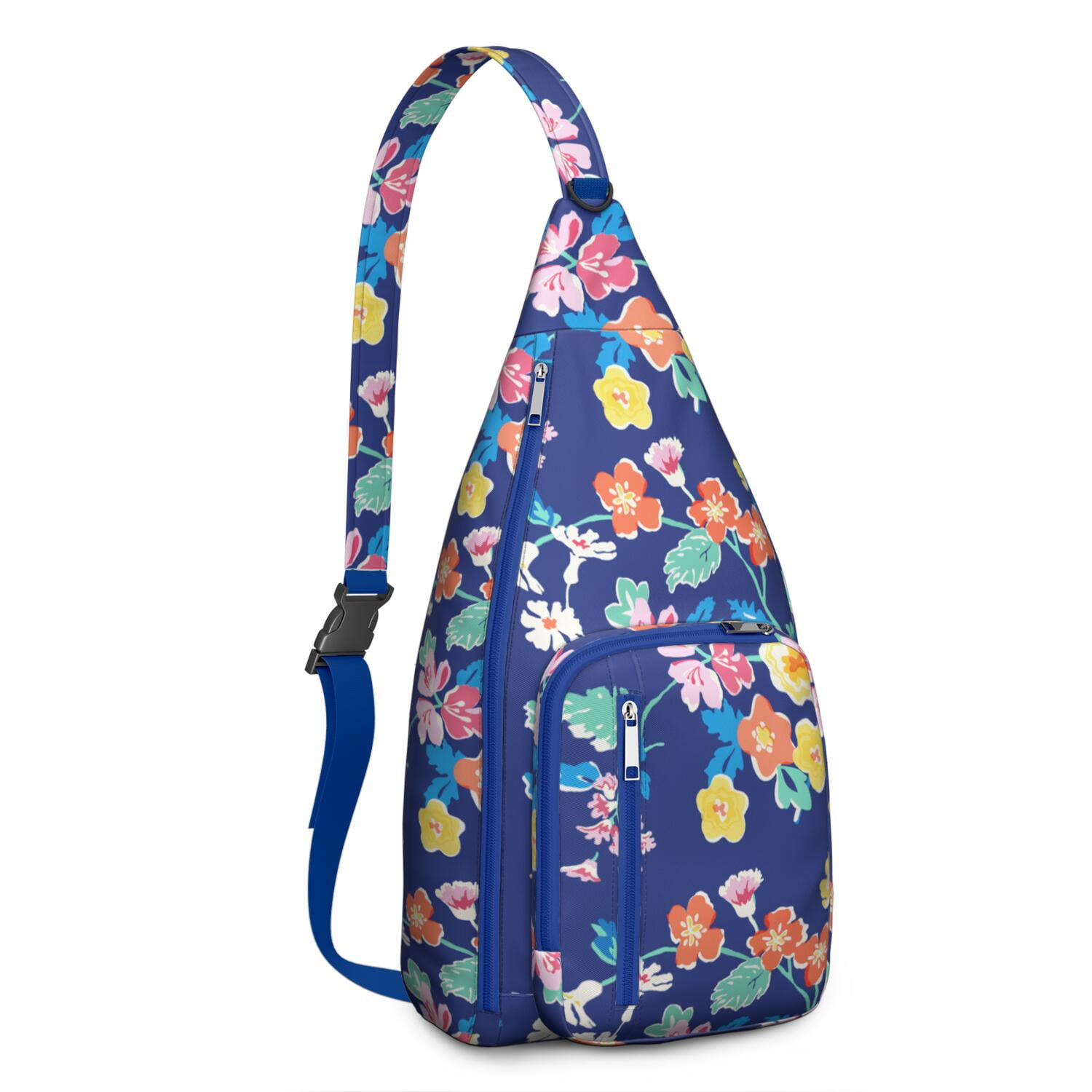 Boho Floral Sling Backpack – Vintage Botanical Watercolor Wildflower ...