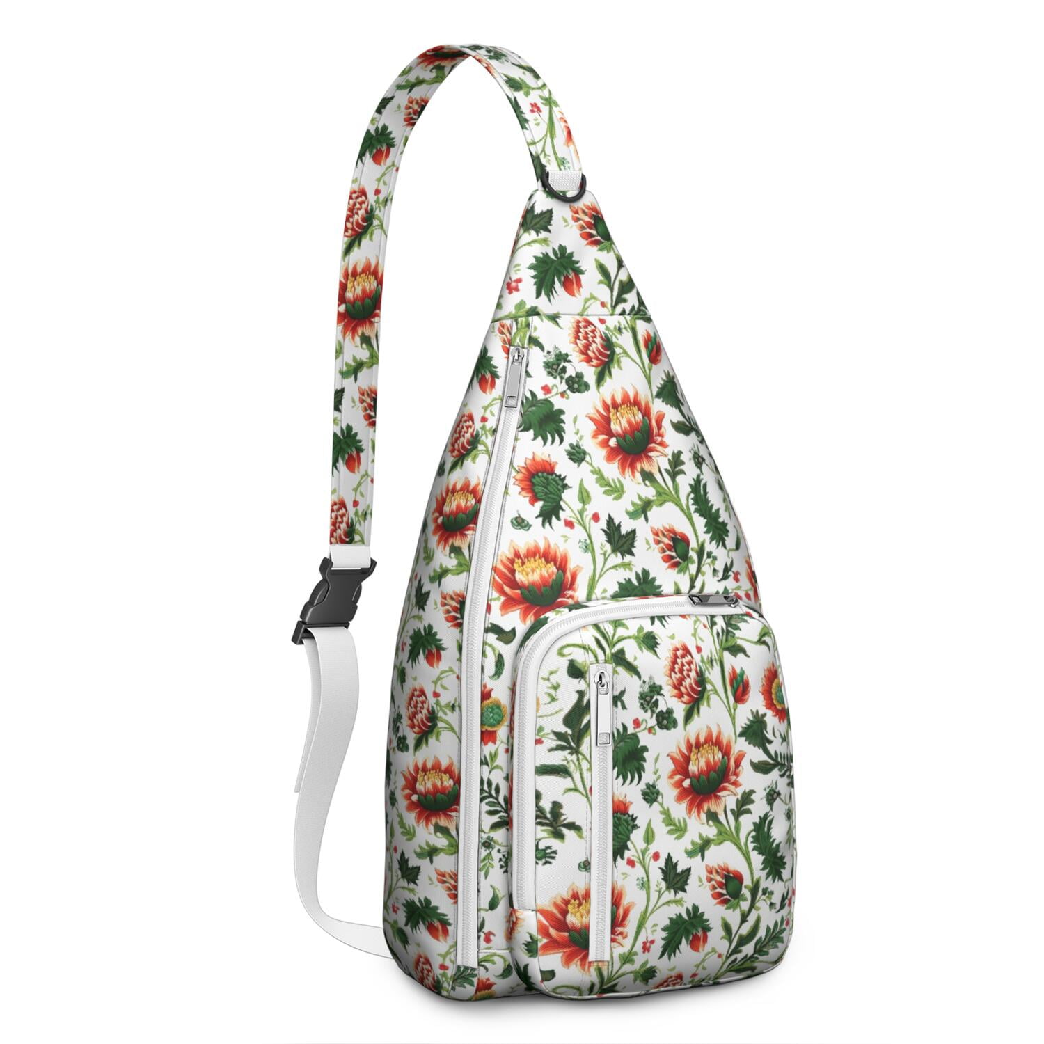 Boho Floral Sling Backpack – Vintage Botanical Watercolor Wildflower ...