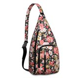 Boho Floral Sling Backpack – Vintage Botanical Watercolor Wildflower ...