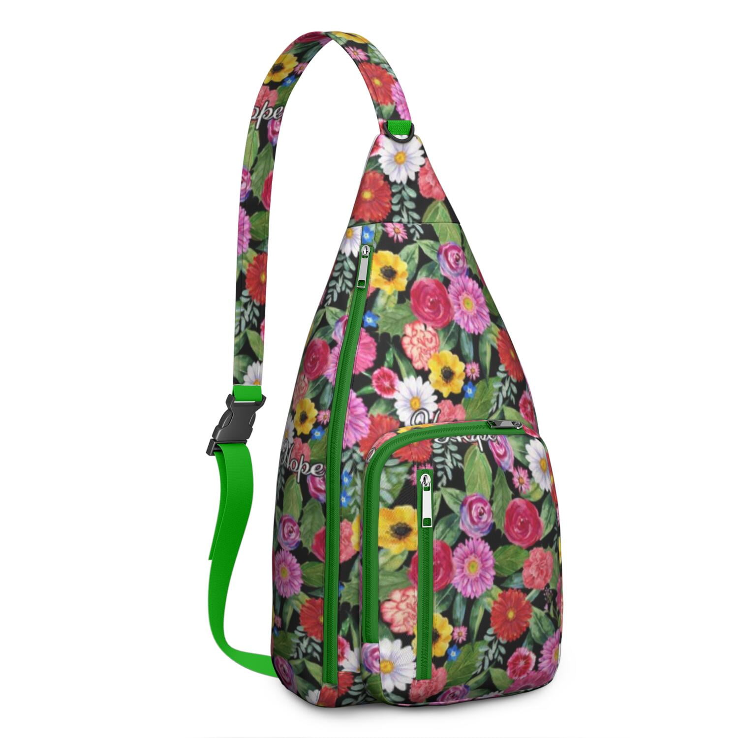 Boho Floral Sling Backpack – Vintage Botanical Watercolor Wildflower ...