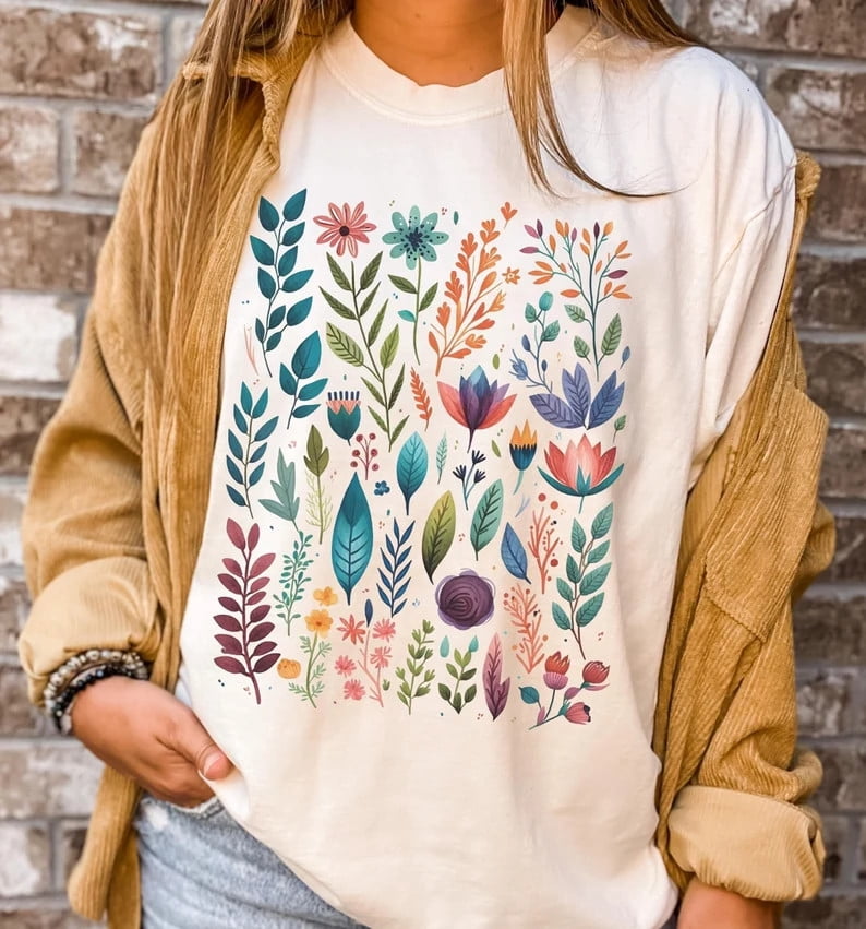 Boho Floral Soft Aesthetic Flower T-Shirt - Walmart.com