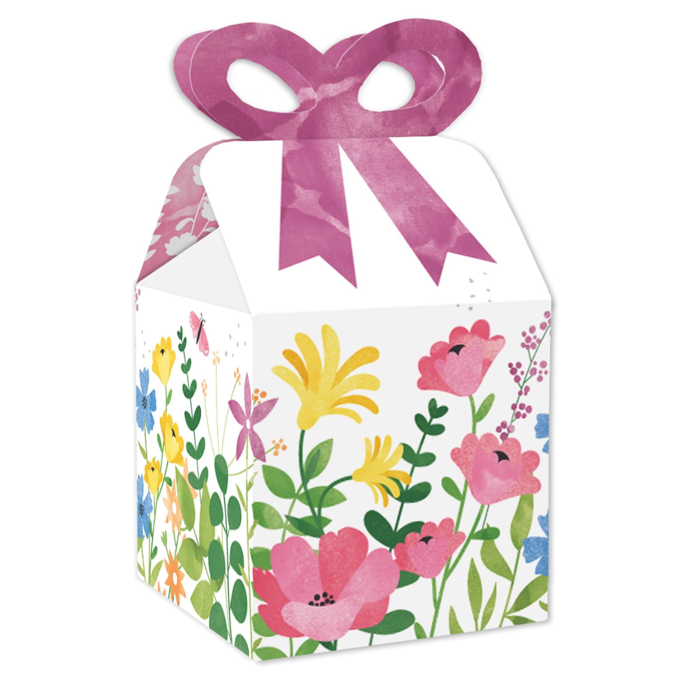 Boho Floral Square Favor Boxes - Set of 12 Wildflower Gift Boxes for ...